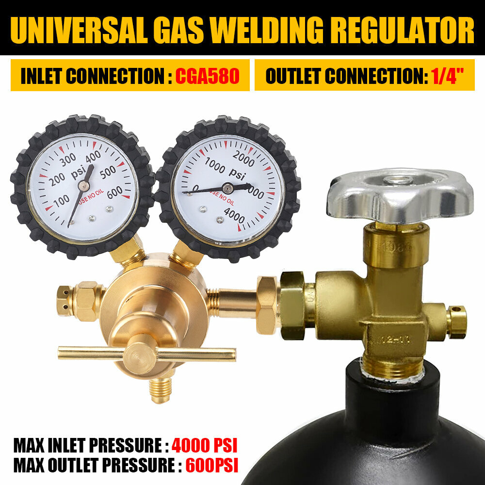Регулятор давления азота 0–600 PSI CGA580 с выходом 1/4 дюйма, редуктор для баллона с азотом, прочная рукоятка