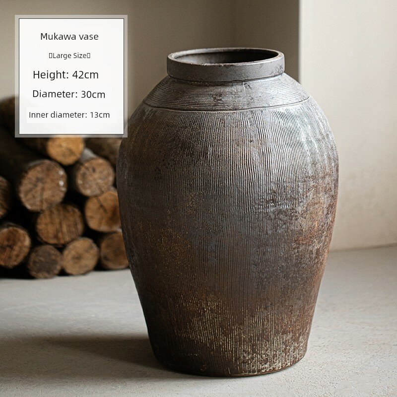 Элитная ваза, ретро-кувшин из грубой керамики, керамические украшения в стиле дзен-ваби-саби, декор для гостиной,