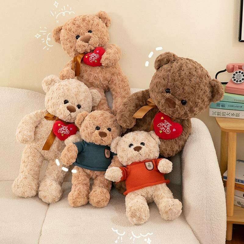 Delightful and snuggly heart bear stuffed toy available in various colors for kids, brown