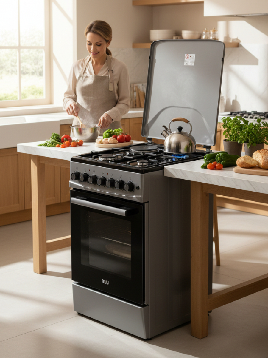 Кухонная плита комбинированная MIU UNO 5163S серый, 3 конф газ ГК +1 конф электро, электродуховка