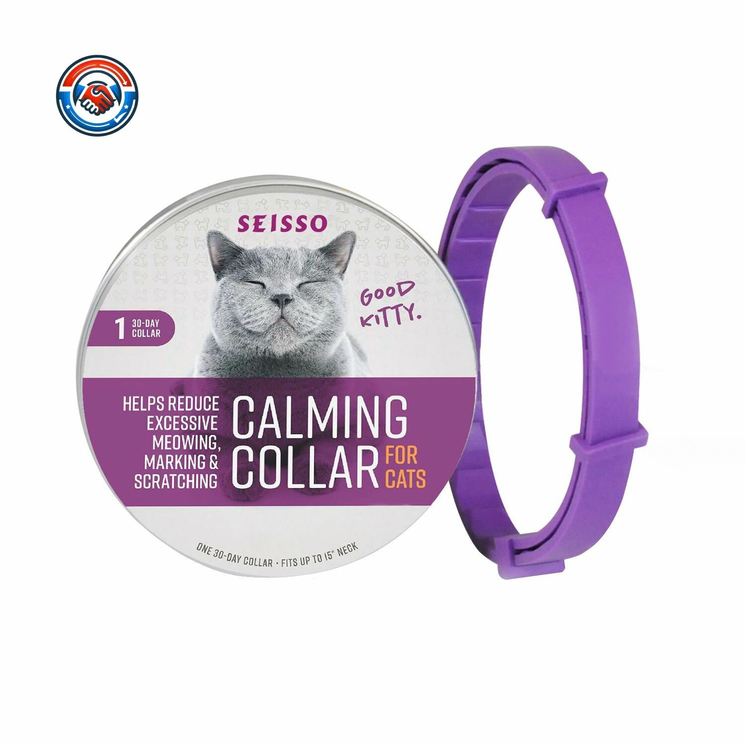 Успокаивающий антистресс ошейник для кошек с материнским феромоном, безопасный аксессуар для поездок, визита к ветеринару и адаптации, регулируемый размер, 30 дней защиты от тревожности