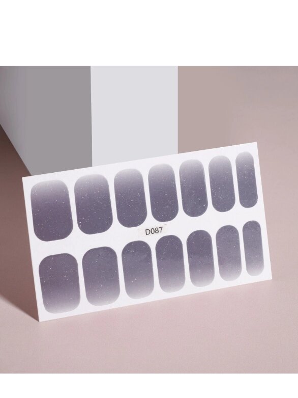 Лаковые полоски для маникюра, 14 шт, с блёстками, графитовые