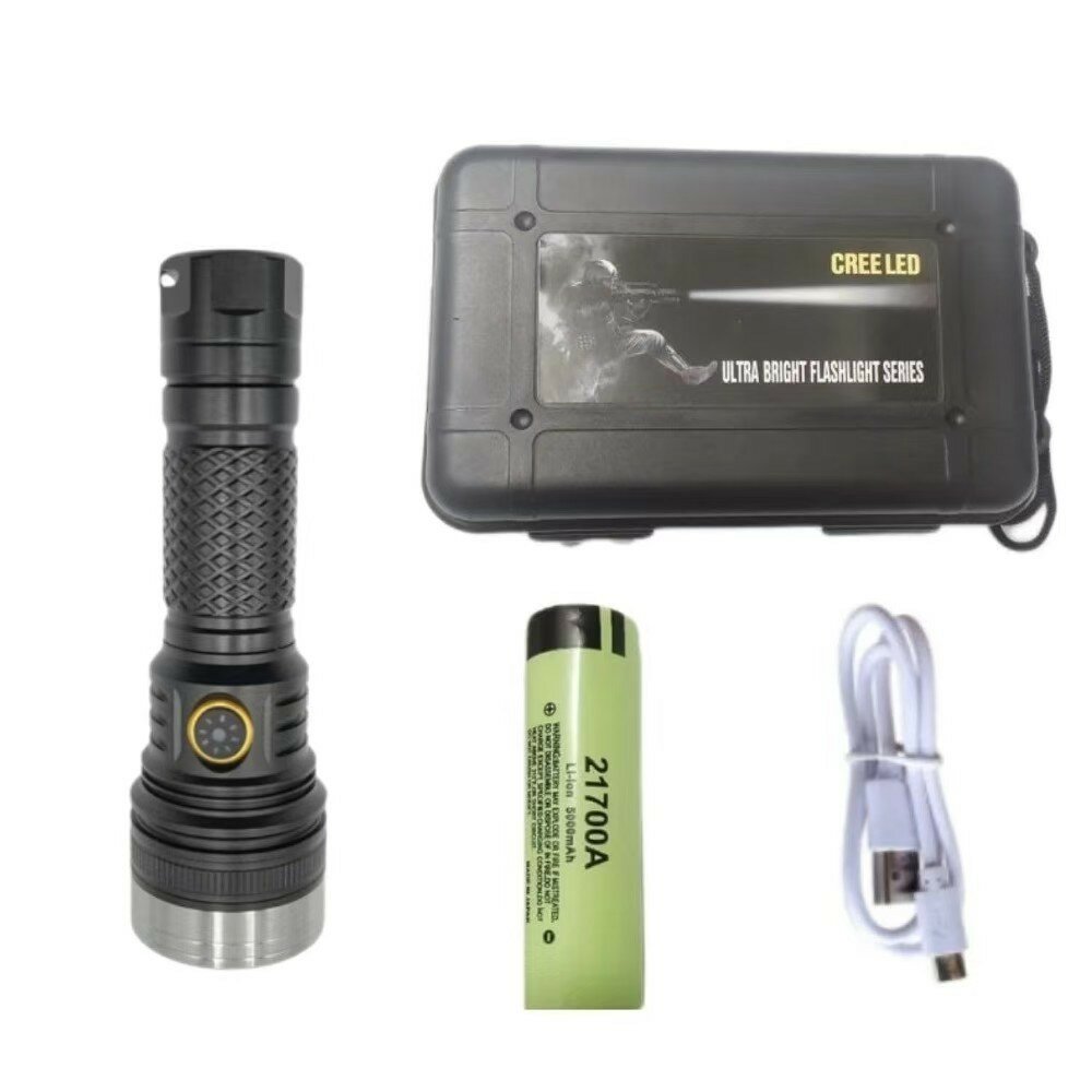 Уличный фонарик дальнего действия T40 из алюминиевого сплава TYPE-C перезаряжаемый фонарик 21700 перезаряжаемый фонарик