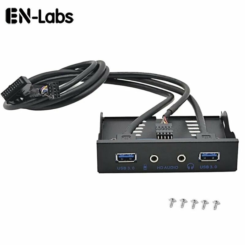 3.5 - дюймовая передняя панель 2 порт USB 3.0 хабы с 3,5 мм HD-AUDIO и микрофон для флоппи-дисковод, внутренний USB 19 игл до Два USB 3.0 Type - A, 60 см, черный