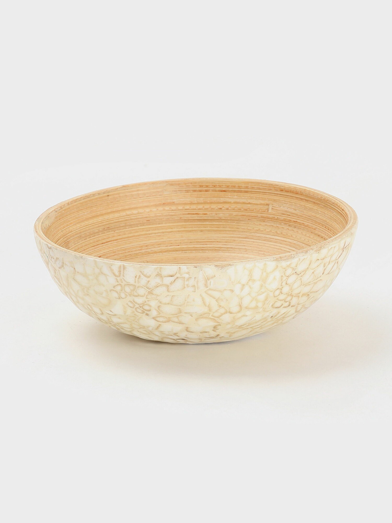 Миска, 15x15x6 см, бамбук, цвет: бежевый, текстура: гладкая, тематика: узоры