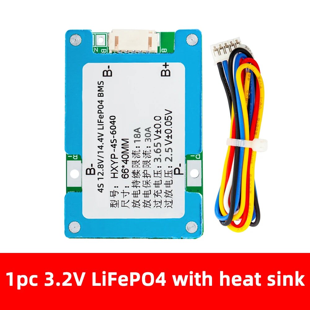BMS 4S 12.8V/14.4V LiFePO4 20A с радиатором