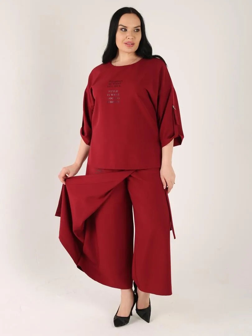 Комплект одежды Кюлоты однотонные вишня/изумруд/голубой/желтый