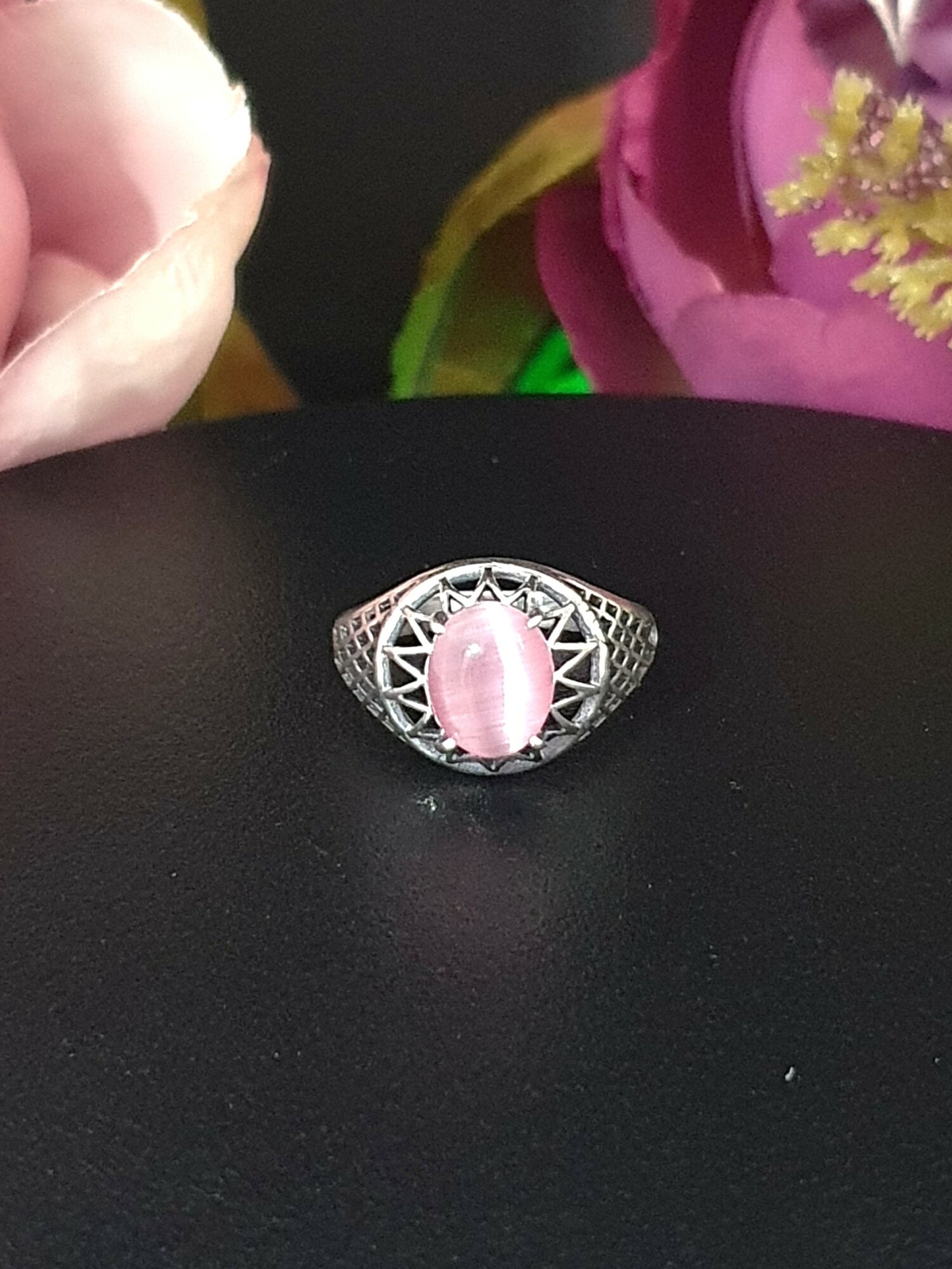 Кольцо Малахит 777, искусственный камень, кошачий глаз