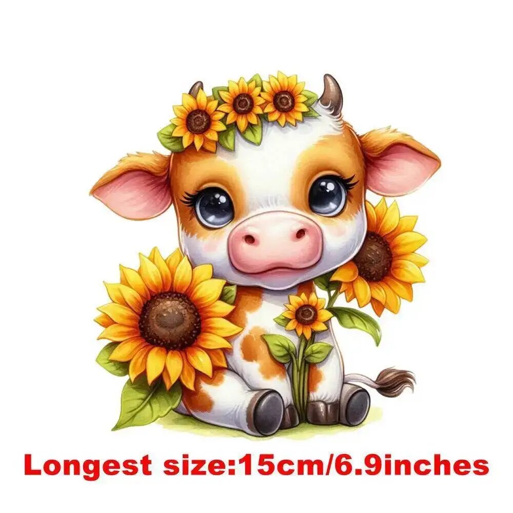 15 см детская осенняя наклейка с изображением животных, тигра, енота, термопереносная наклейка DTF, футболка «сделай сам», железные нашивки для переноса одежды, наклейка