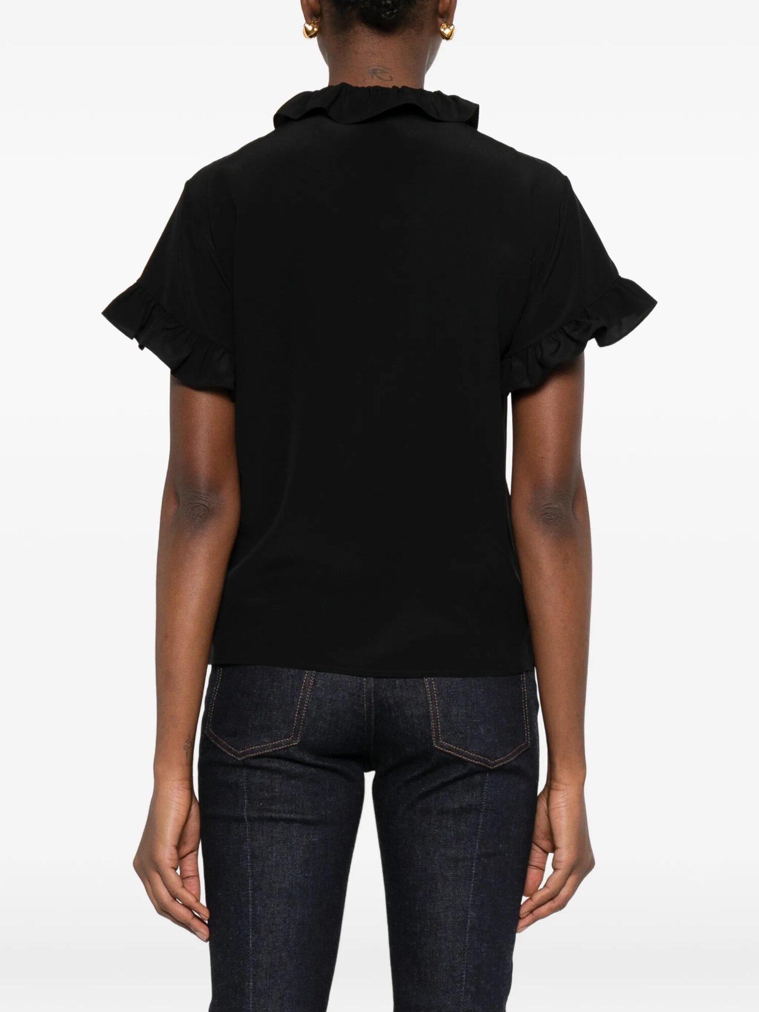 Блуза Chloe Short-sleeve ruffle blouses, размер 36, black / black — фото 1
