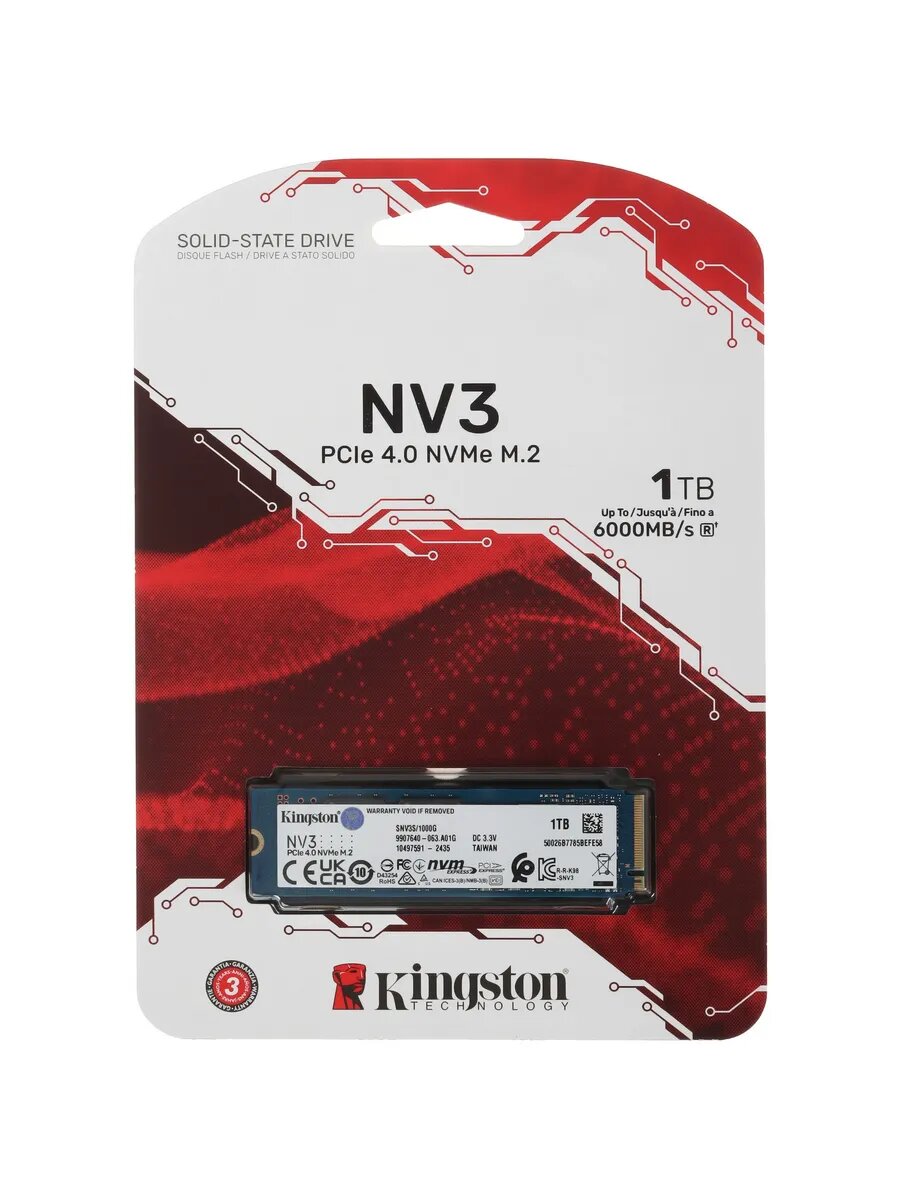 1024 ГБ M.2 Внутренний SSD-диск NVMe Kingston NV3, для ноутбука