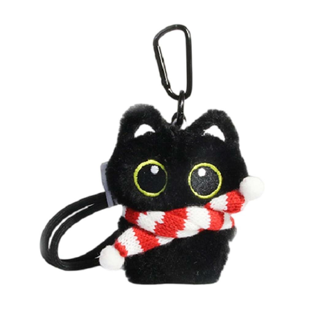 Плюшевый кошелёк-подвеска в виде кота, Красно-белый шарф