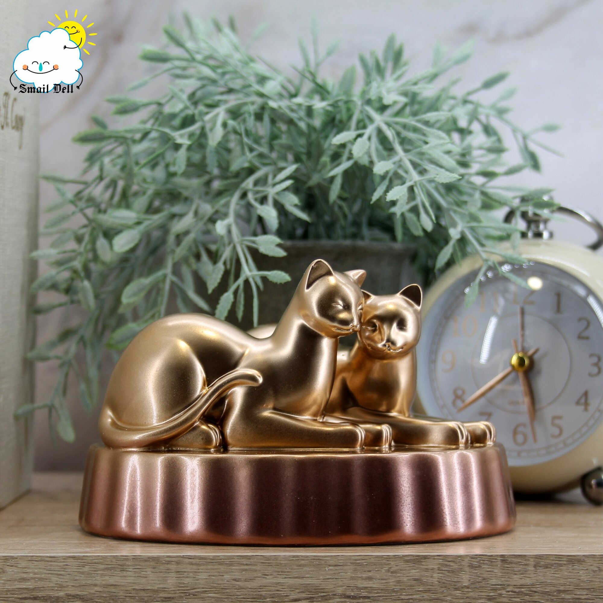 Статуэтка Коты влюбленные №6 , гипс , 8 см , цвет бронза / медь