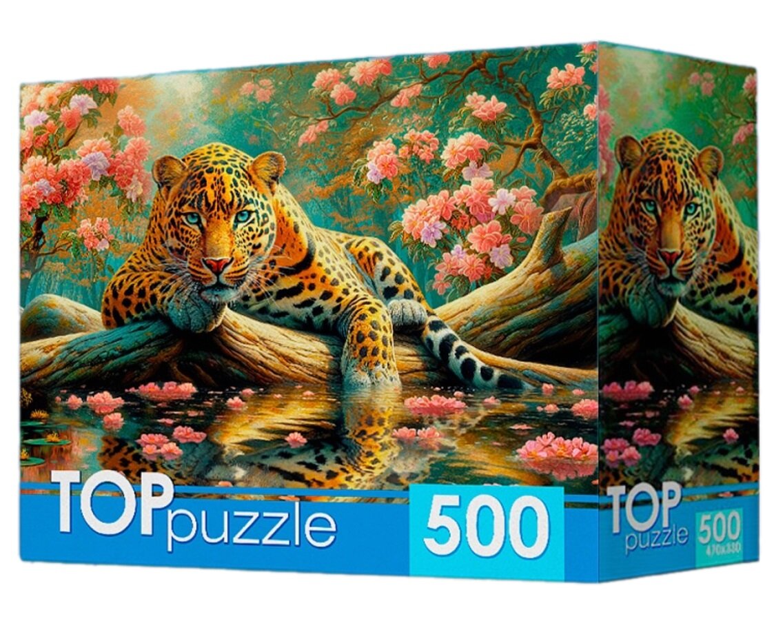 Пазл для взрослых TOP Puzzle 500 деталей, элементов: Леопард на озере