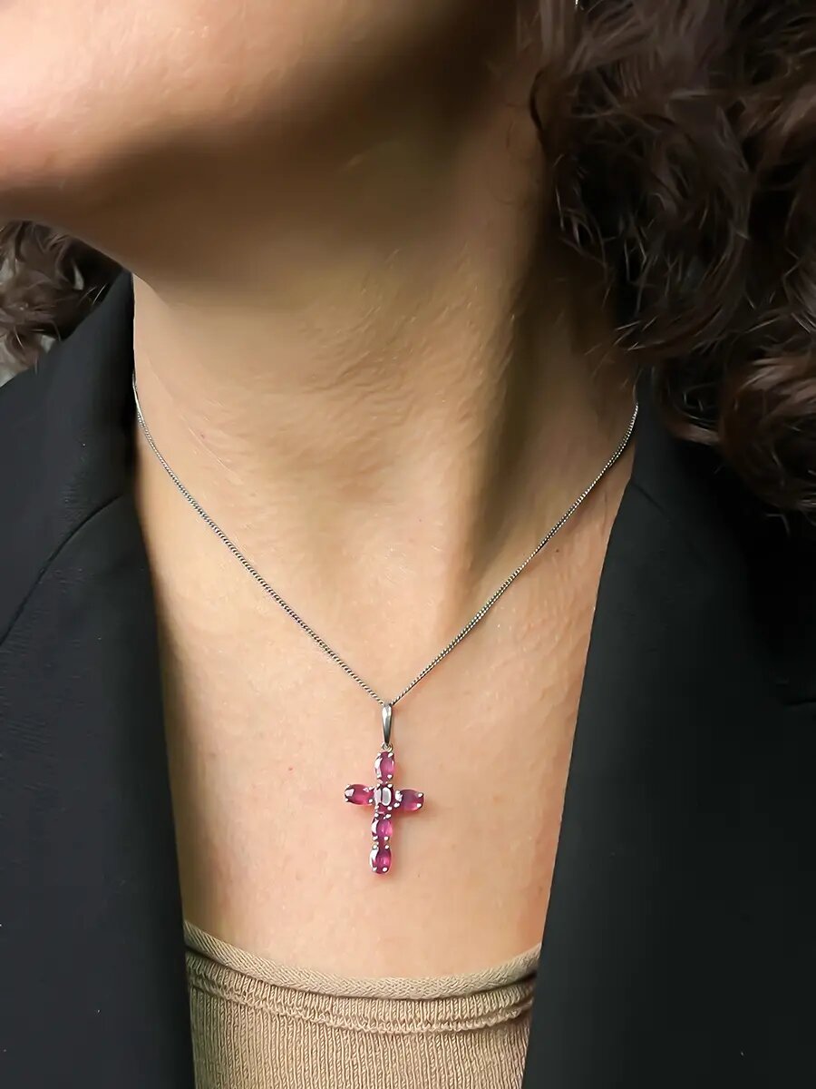 Подвеска, серебро, 925 проба, родирование, рубин