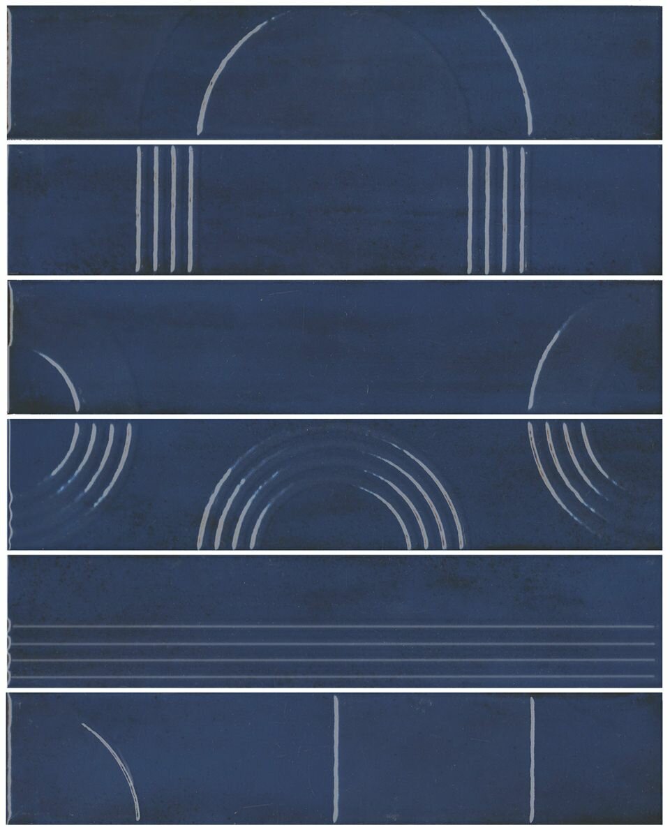 KERAMA MARAZZI Плитка Мажорель синий тёмный из 6 частей глянц 36x28,5 10 мм арт. KMP3STA007RN6X (цена за 1 шт)