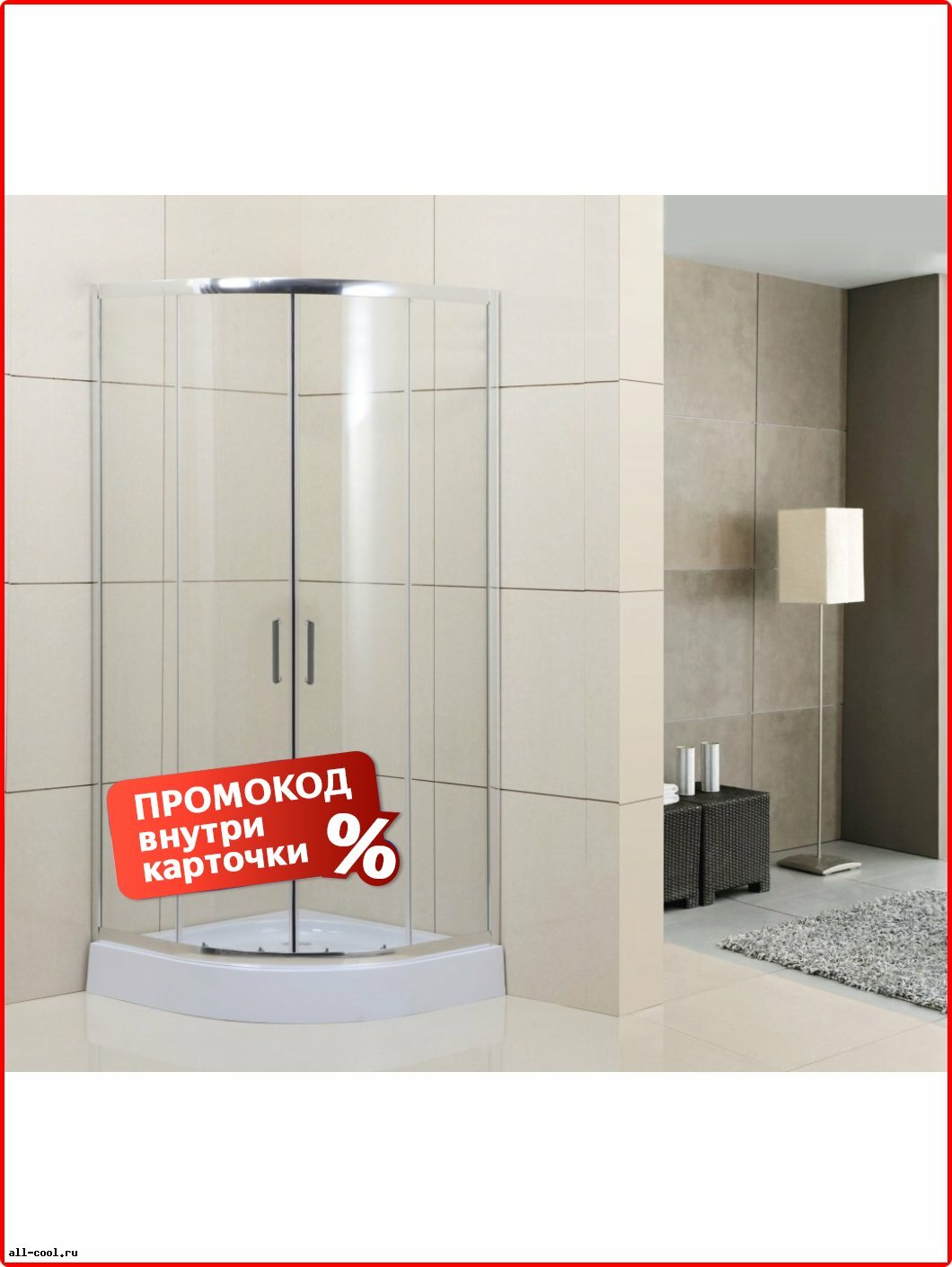Душевой уголок BelBagno Zoe 85x85, четверть круга, прозрачное, серебристый, раздвижные, без поддона в комплекте