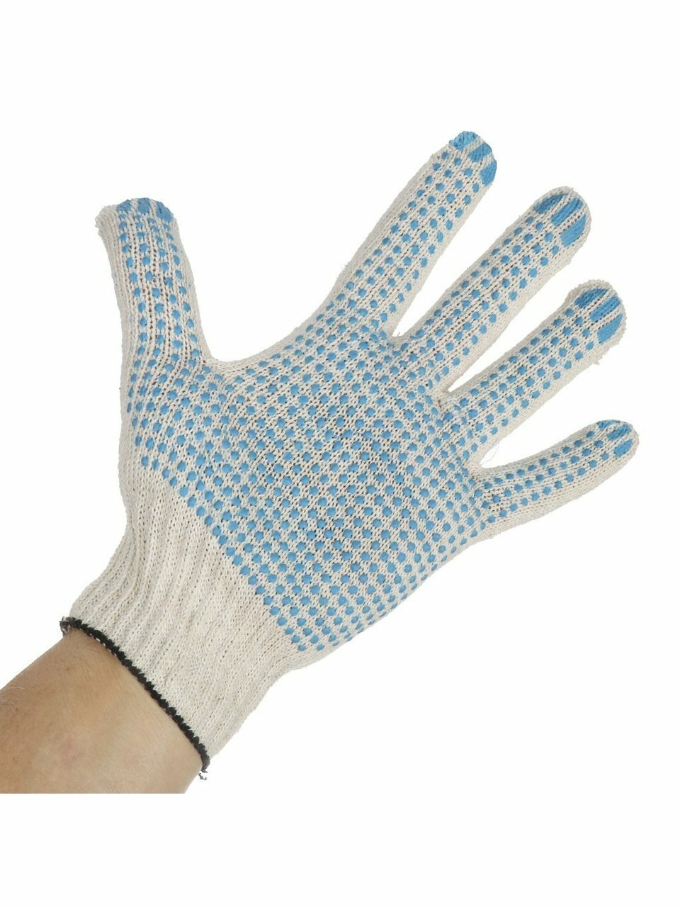 Перчатки рабочие х/б Золотая перчатка с ПВХ точкой, 10 класс вязки, 4 нити, для сада и стройки, размер M-L