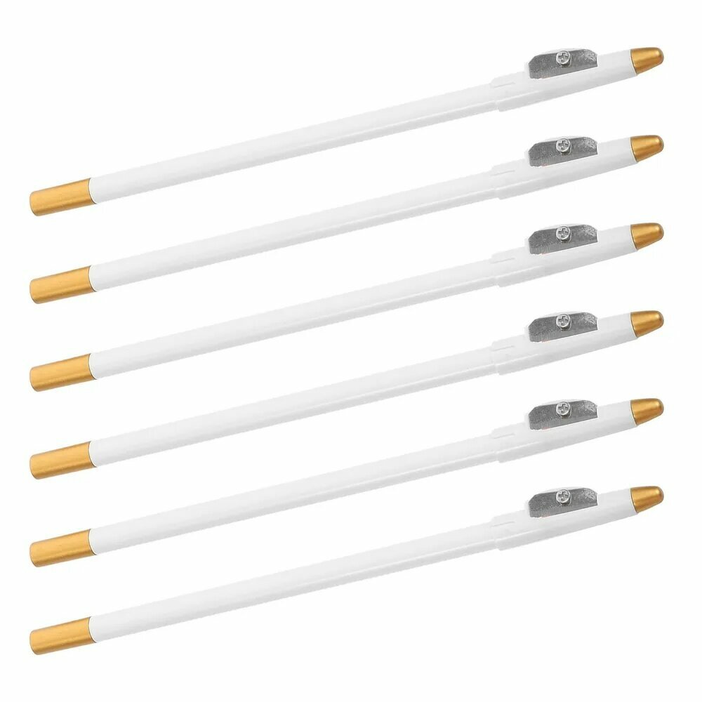 Многофункциональный деревянный белый косметический карандаш с точилкой для домашнего использования, набор 6 шт