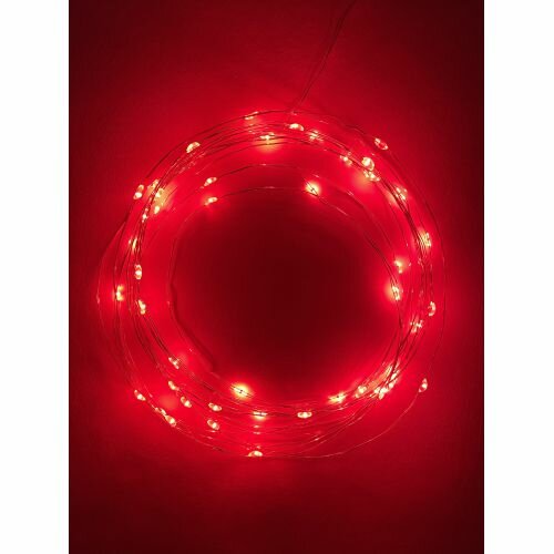 Гирлянда светодиодная "Нить" 5м 50LED красн. свет АА ЭРА Б0047963