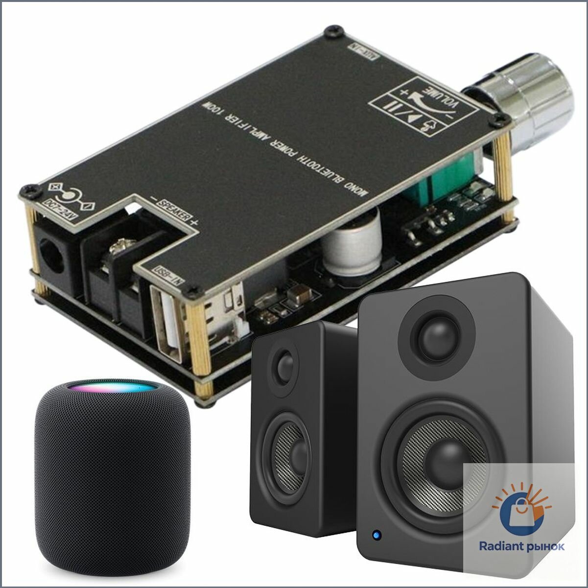 Одноканальный усилитель мощности 100 Вт с Bluetooth 5.1 и TWS