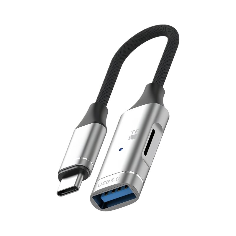 Переходник с разъема USB C на USB A3.0, слот для карт памяти TF-серебристый