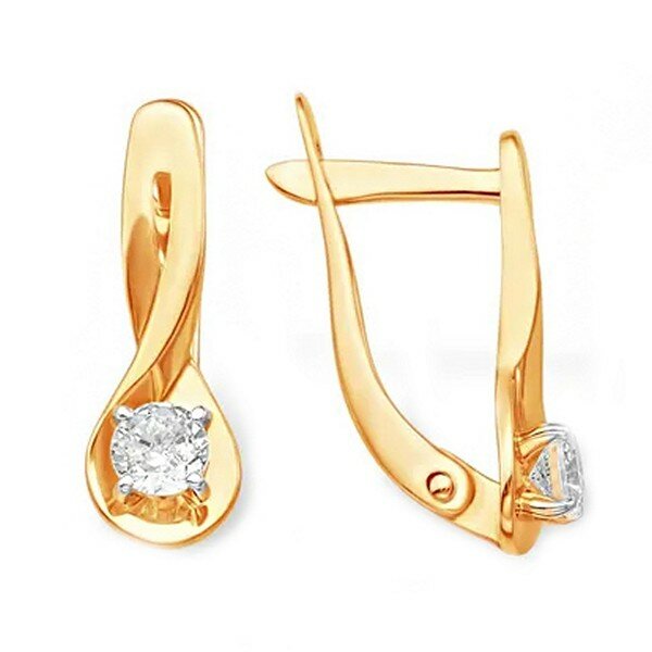 Серьги, красное золото, 585 проба, фианит