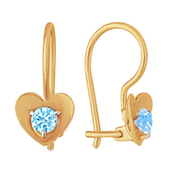 Серьги, красное золото, 585 проба, фианит