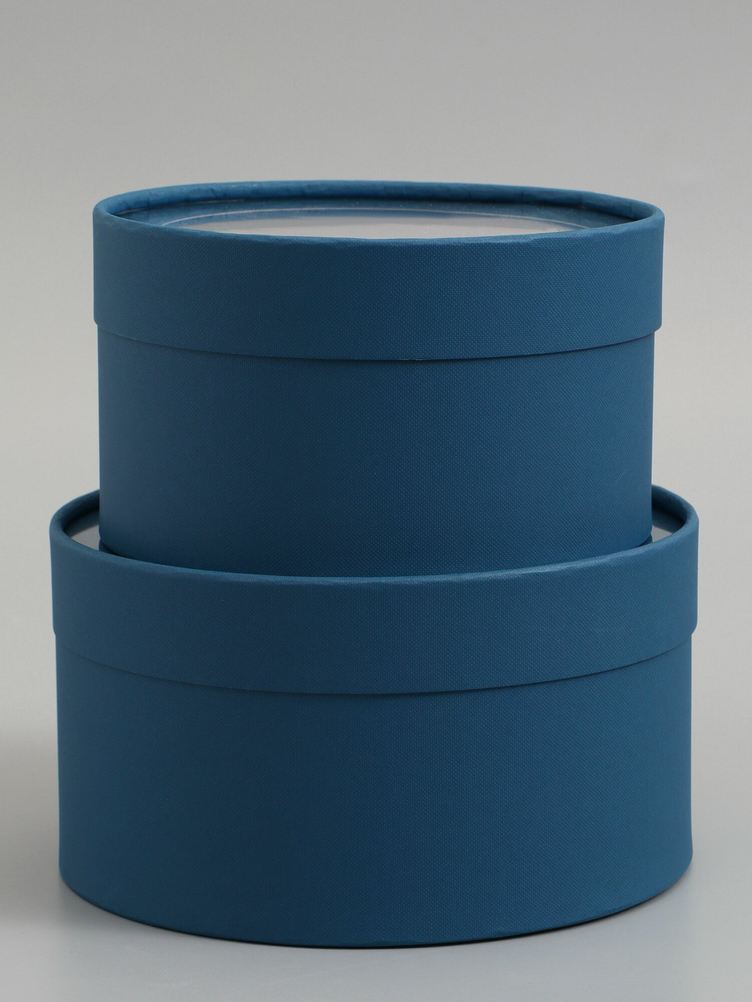 Набор подарочных коробок 2 в 1 круглых, морской, с окном, 21x11 - 18x10 см