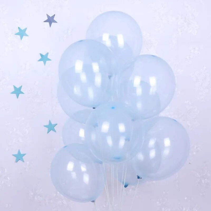 Прозрачные латексные шары 10 дюймов, 10 шт Синий, Blue