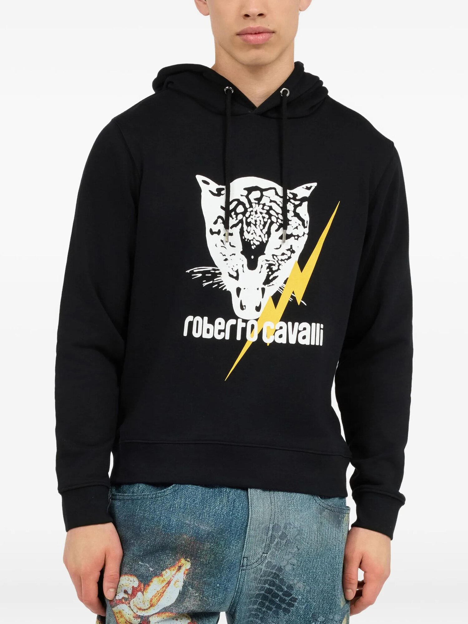 Худи Roberto Cavalli Graphic-print drawstring hoodie, размер 48 — фото 1