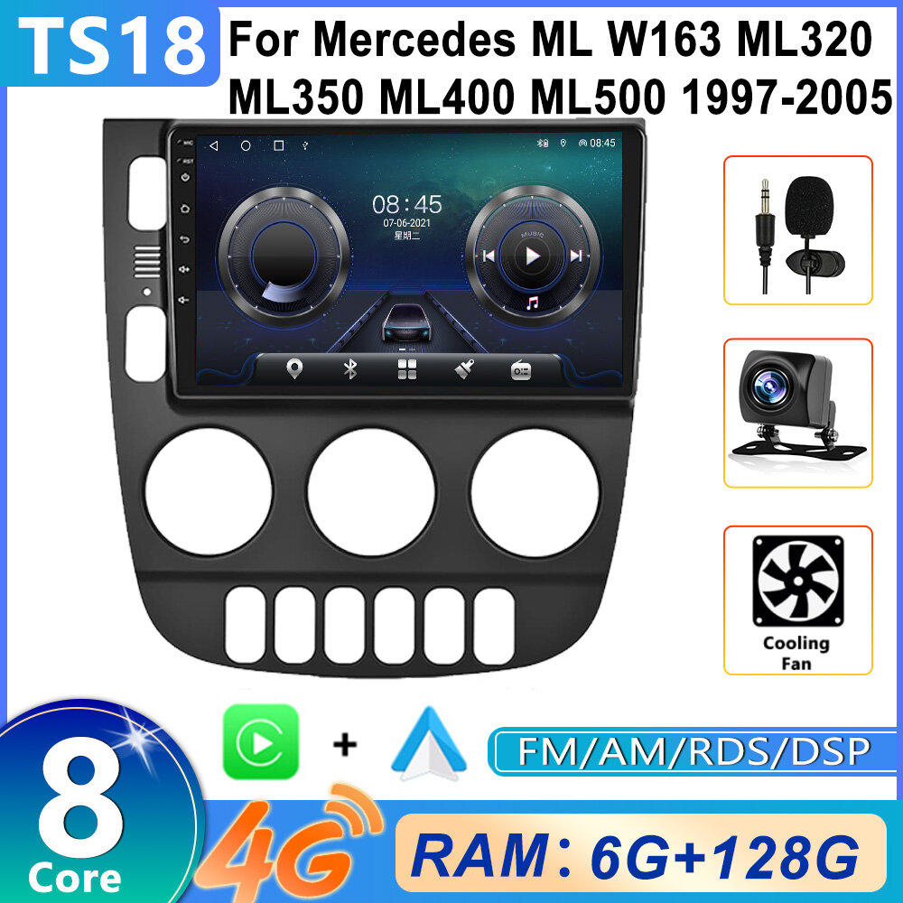 Магнитола Mercedes ML W163 ML320 ML350 ML400 ML500 1997-2005 Android Auto 4G DSP QLED-экран Carplay навигатор-Мультимедиа автомабиля