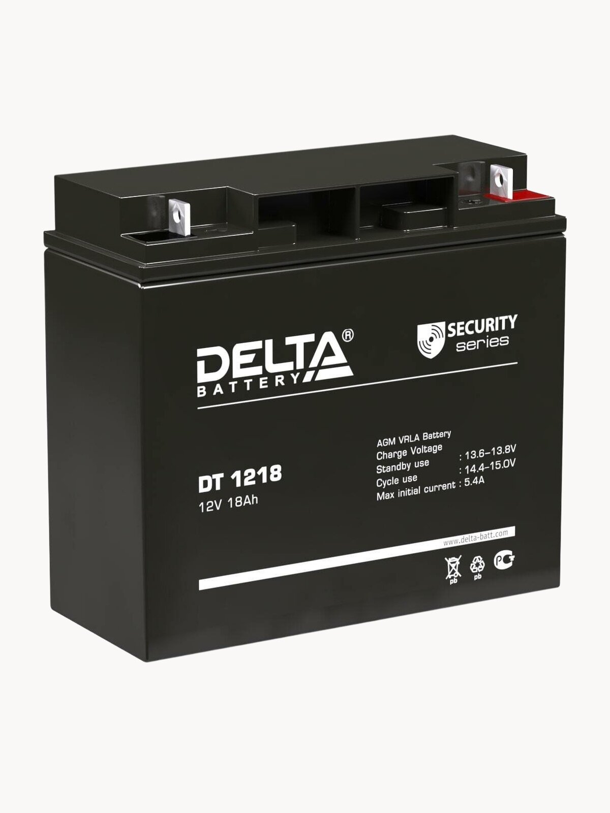Аккумулятор DELTA DT 1218 12V 18Ач А 181x77x167 обр. пол.