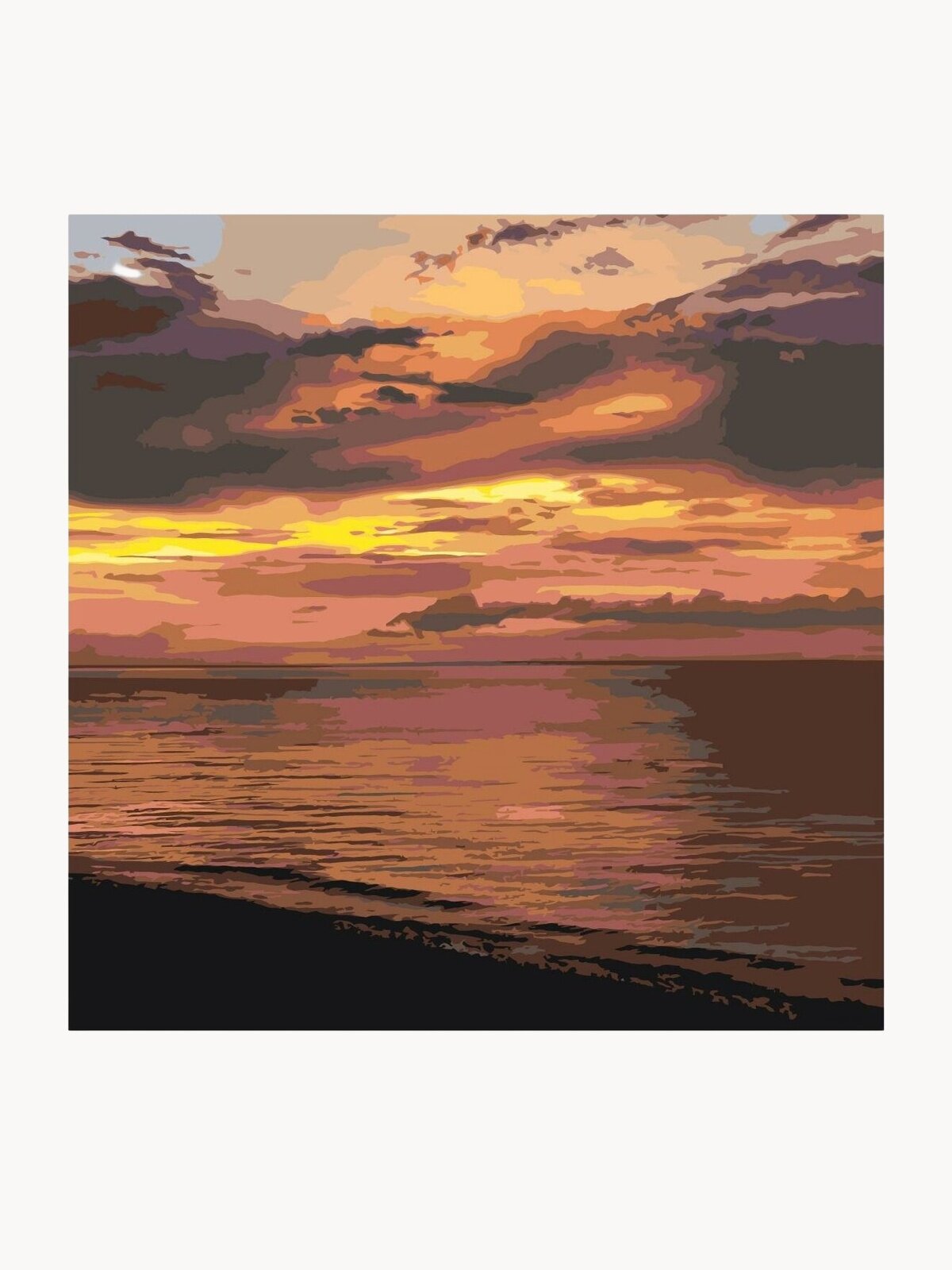 Морской закат Раскраска картина по номерам на холсте