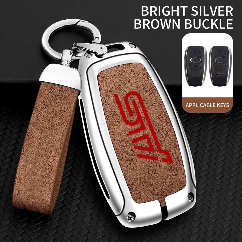 Автомобильный чехол для ключей из цинкового сплава, сумка для Subaru STI Brz Wrx Xv Gun Silver Brown