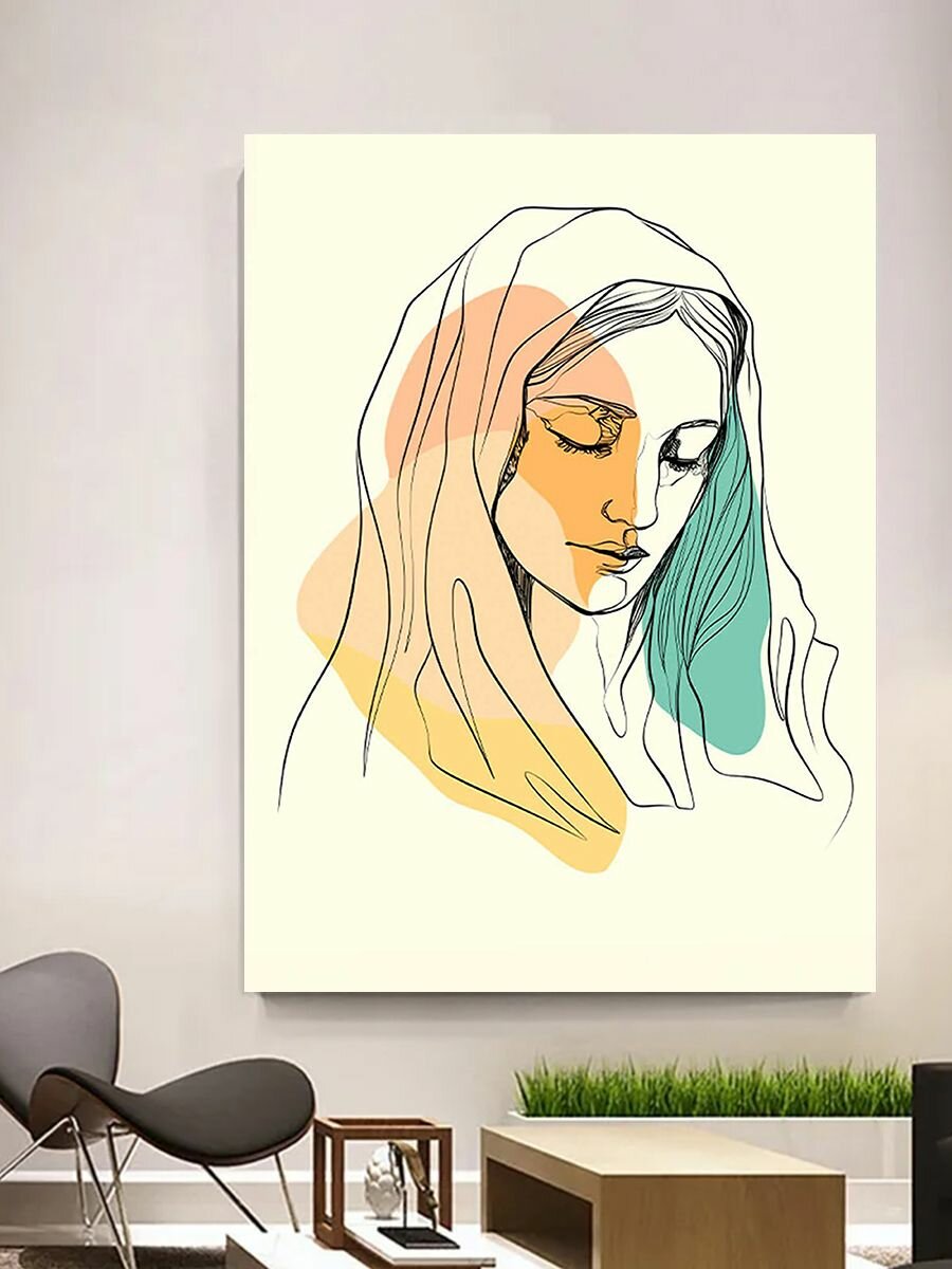 Картина "Образ Богородицы", Божья Матерь, Мадонна 60х80 см.