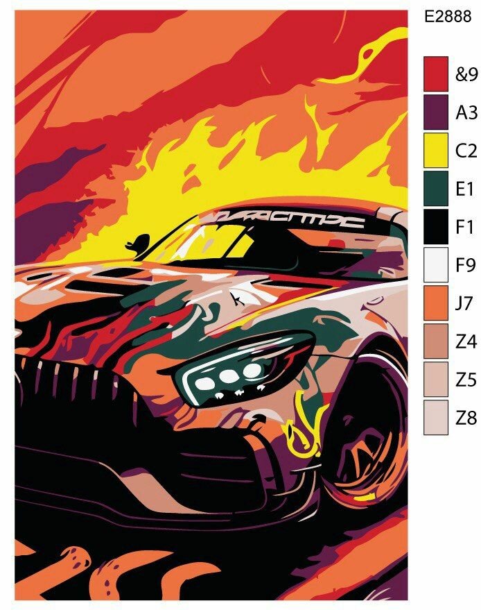 Детская картина по номерам E2888 "Спортивные машины. Мерседес АМГ" 20x30