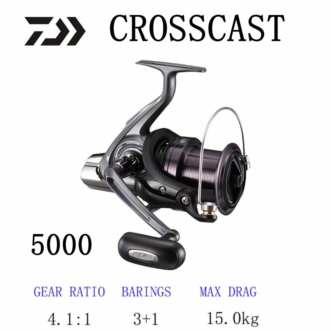 Рыболовная катушка DAIWA CROSSCAST для дальнего заброса спиннинга Saltwater 5000 Передаточное отношение дальнего колеса 4,1:1 Максимальное сопротивление 15 кг-.