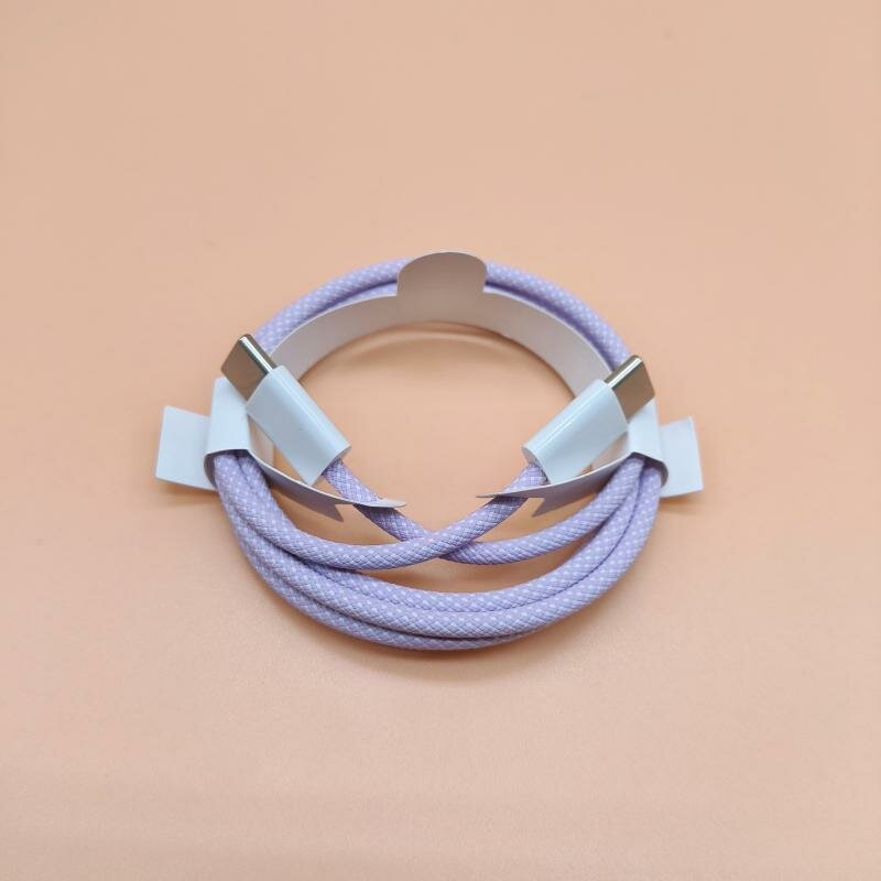 Кабель Apple 15, 1 м, плетеный, для быстрой зарядки, фиолетовый