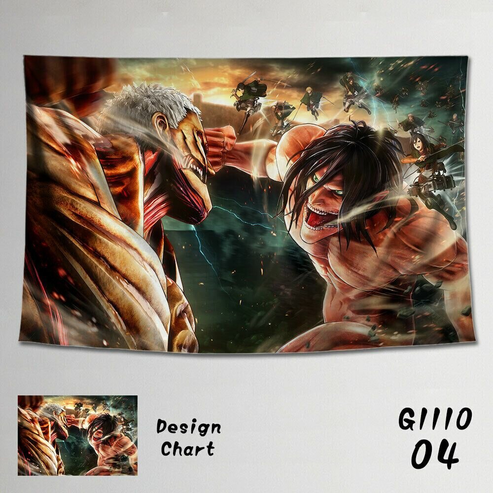 Гобелен атака на титанов аниме висит