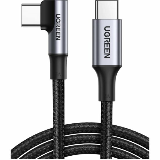 Кабель Ugreen USB-C - USB-C, угловой, 5A, 2 м, черный(70645)