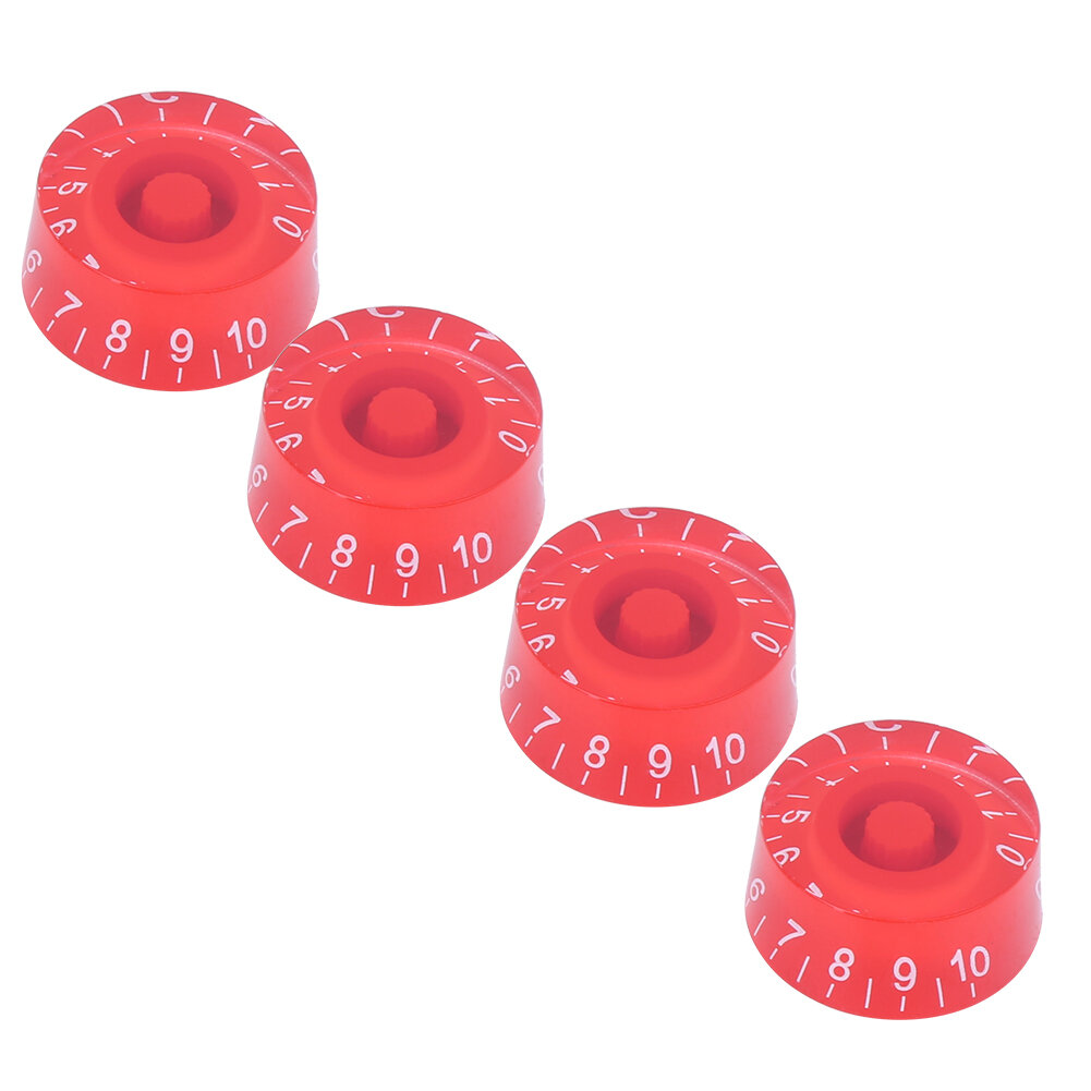 4 шт. акриловые басовые ручки для электрогитары, потенциометр регулировки громкости, шляпа, аксессуары для гитары, белый на красном