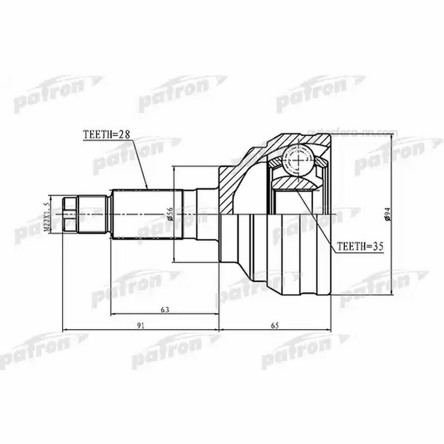 PATRON PCV1369 ШРУС наружный 28x56x35 MAZDA MPV LW3W 03-06