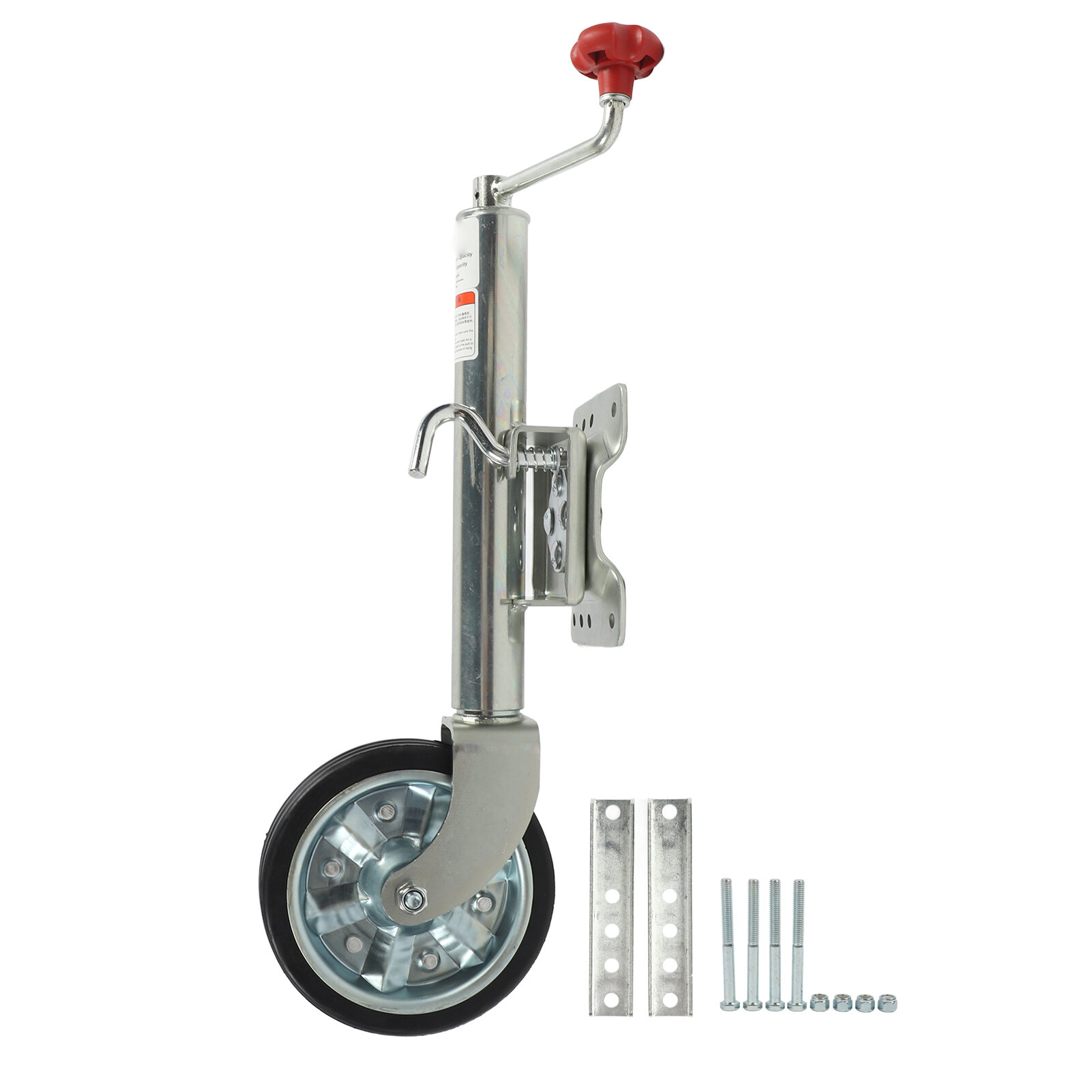 Регулируемый домкрат для прицепа грузоподъемностью 1500 фунтов с 8-дюймовой рукояткой для вращения колеса и поворотным дышлом для яхтенных прицепов, автодомов и прицепов с резиновым покрытием.