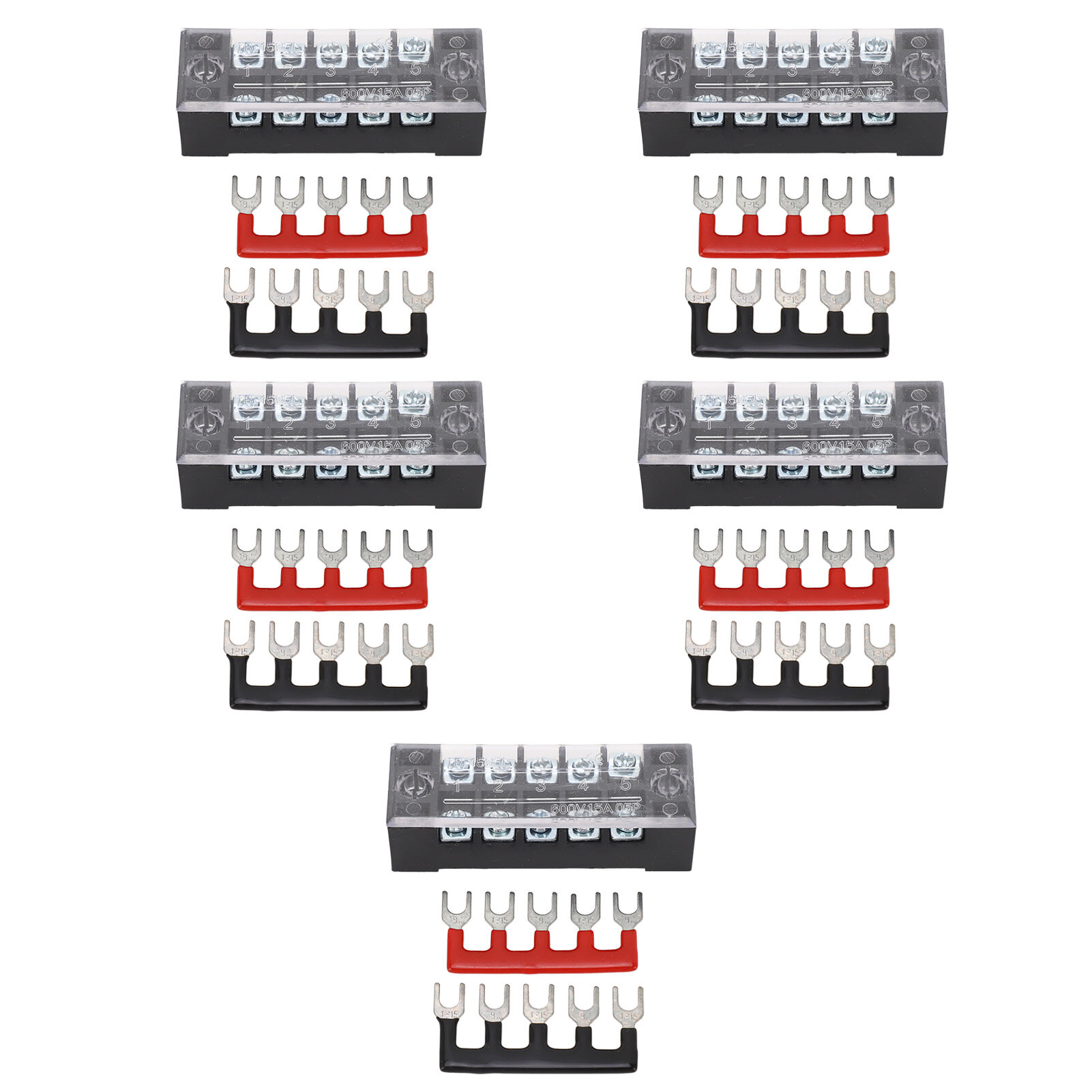5 комплектов распределительного блока питания с винтовыми клеммами M3 и шиной 600 В 15 А для автомобилей и лодок.