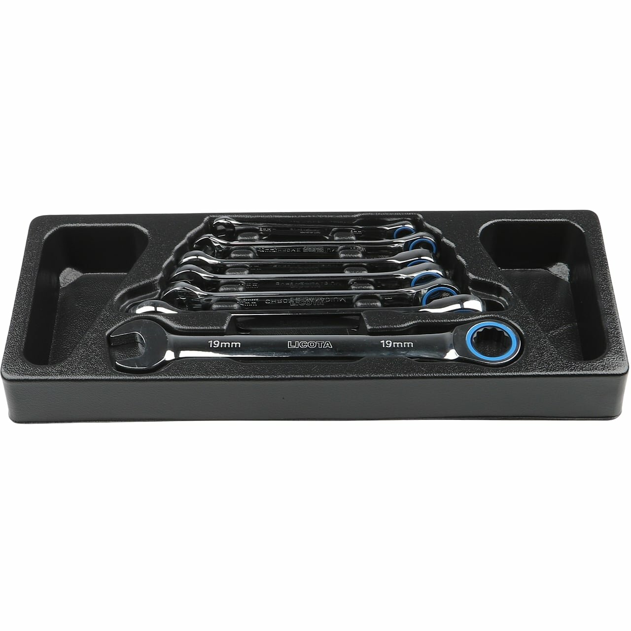 Licota ACK-384018 Набор ключей комбинированных трещоточных 7 пр. 8 - 19 мм, в ложементе