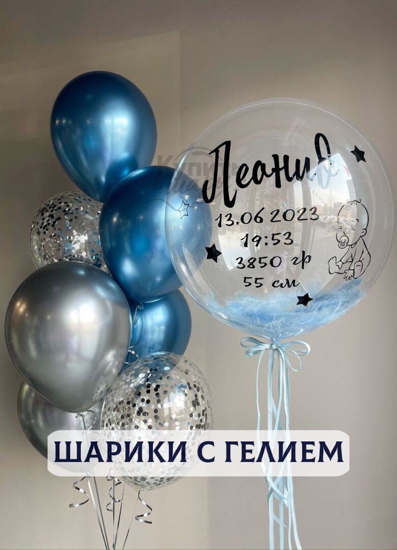 Воздушные шары с гелием, шарики воздушные на выписку для мальчиков №67