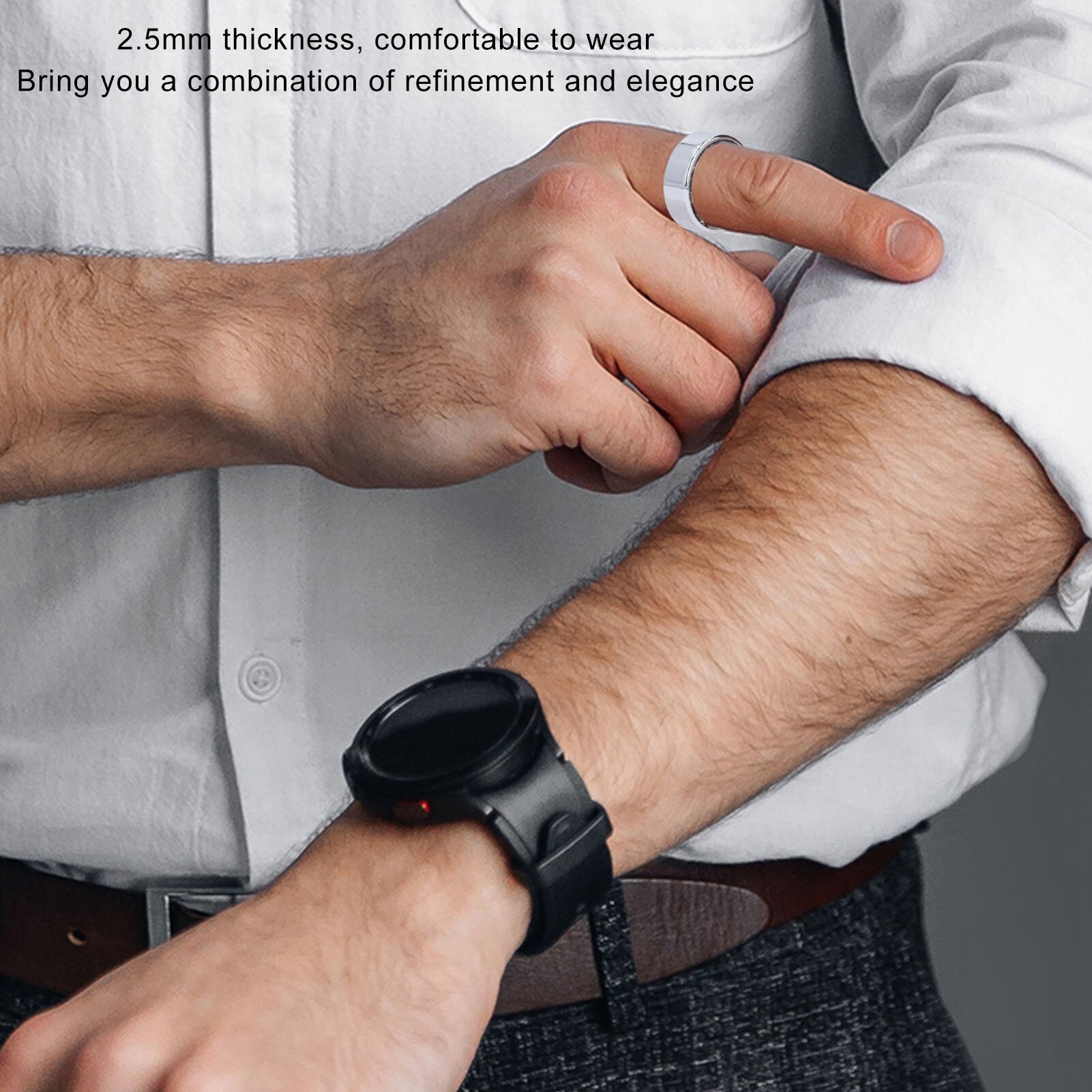 Смарт-кольцо IP68 водонепроницаемое, несколько спортивных режимов, счетчик шагов, отслеживание калорий, фитнес-трекер, кольцо для спорта, серебристое, 12 Размер: внутренний диаметр: 21,4 мм / 0,8 дюйма, окружность: 67,2 мм / 2,6 дюйма