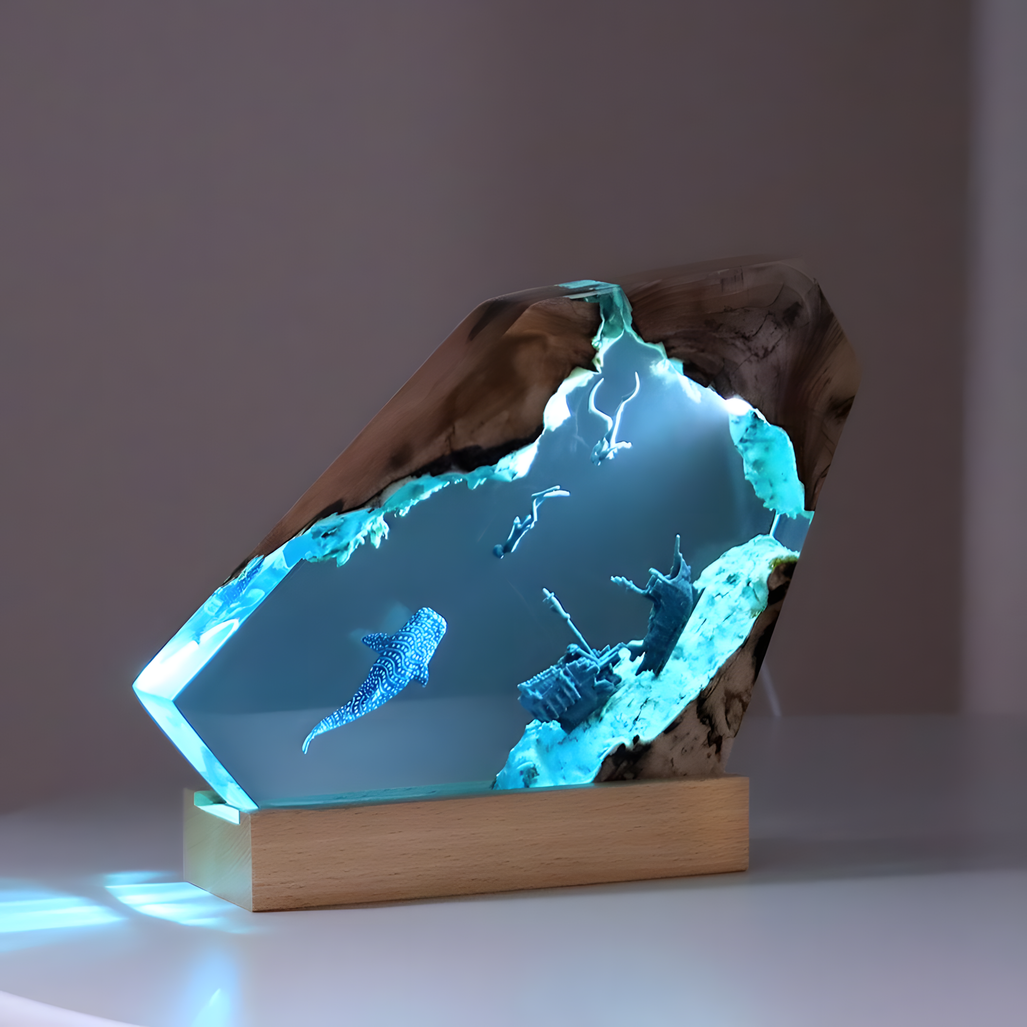Ночник "Морской мир", настольная лампа, диммер, USB-питание, синий свет,8 дюймов.