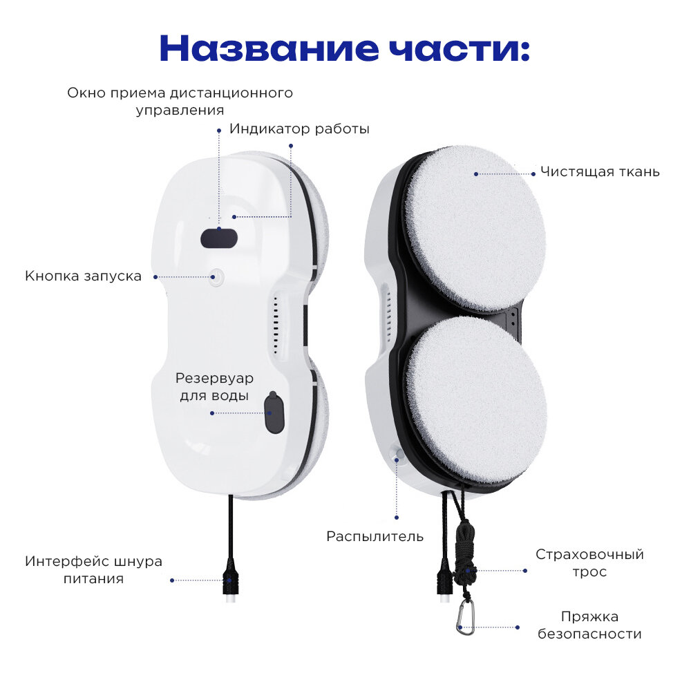 Робот для мытья окон Clean Robot HS-W122S, дистанционное управление, белый